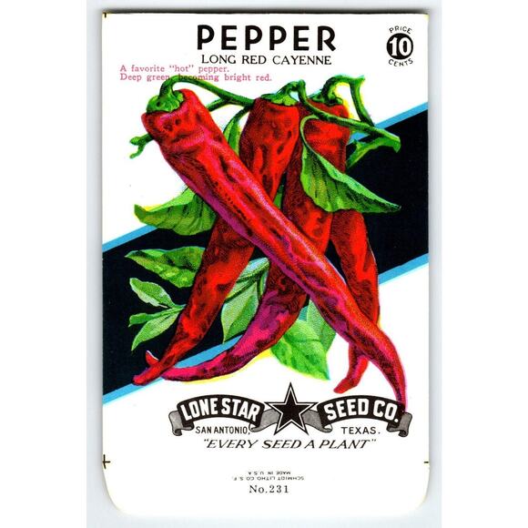 Other | Long Red Cayenne Pepper Seed Packet Empty Vintage Lone Star ...